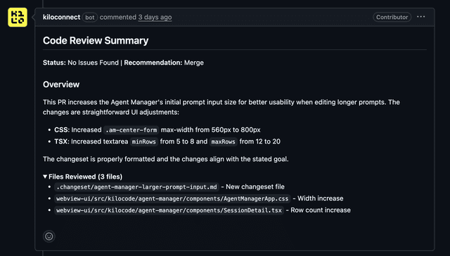 Kilo Code Reviewer - AI-Powered Code Reviews