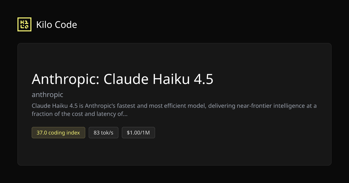 Anthropic: Claude Haiku 4.5 - 37.0 Coding Index • 85 tok/s | AI Coding ...