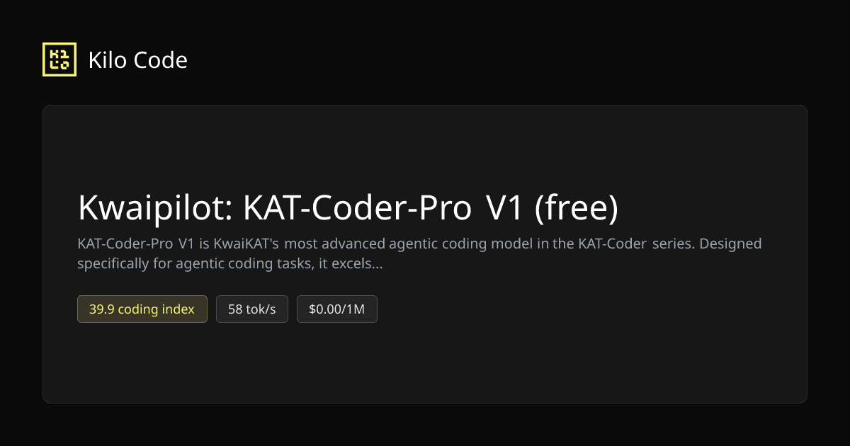 Kwaipilot: KAT-Coder-Pro V1 (free) - 39.9 Coding Index | AI Coding ...